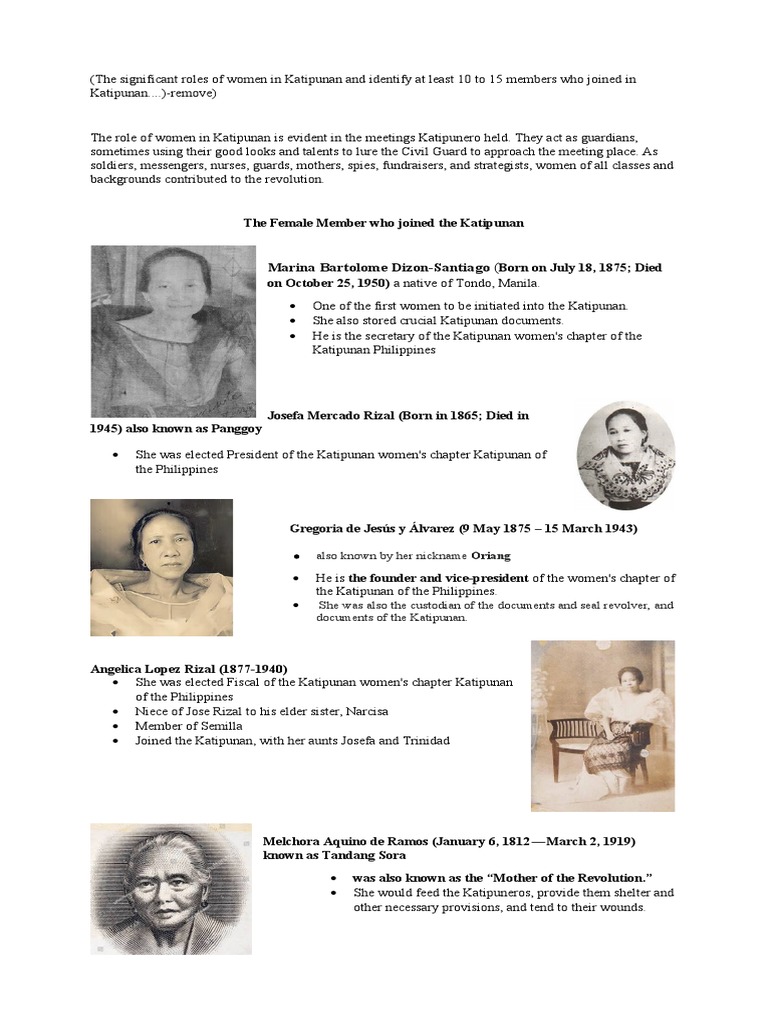 Women of the Katipunan: Key Figures | PDF | Philippines