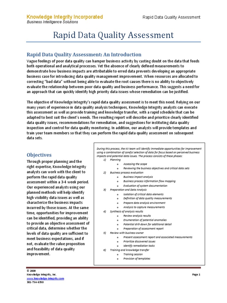 Rapid Data Quality Assessment | PDF | Data Quality | Data Rapid Data Quality Assessment | PDF | Data Quality | Data
