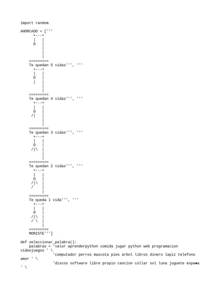 Juego del Ahorcado en Python | PDF | Mamíferos | Organismos