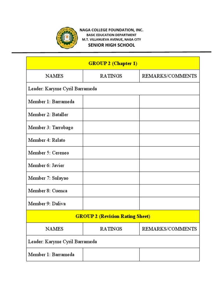 Senior High School GROUP 2 (Chapter 1) : Naga College Foundation, Inc | PDF