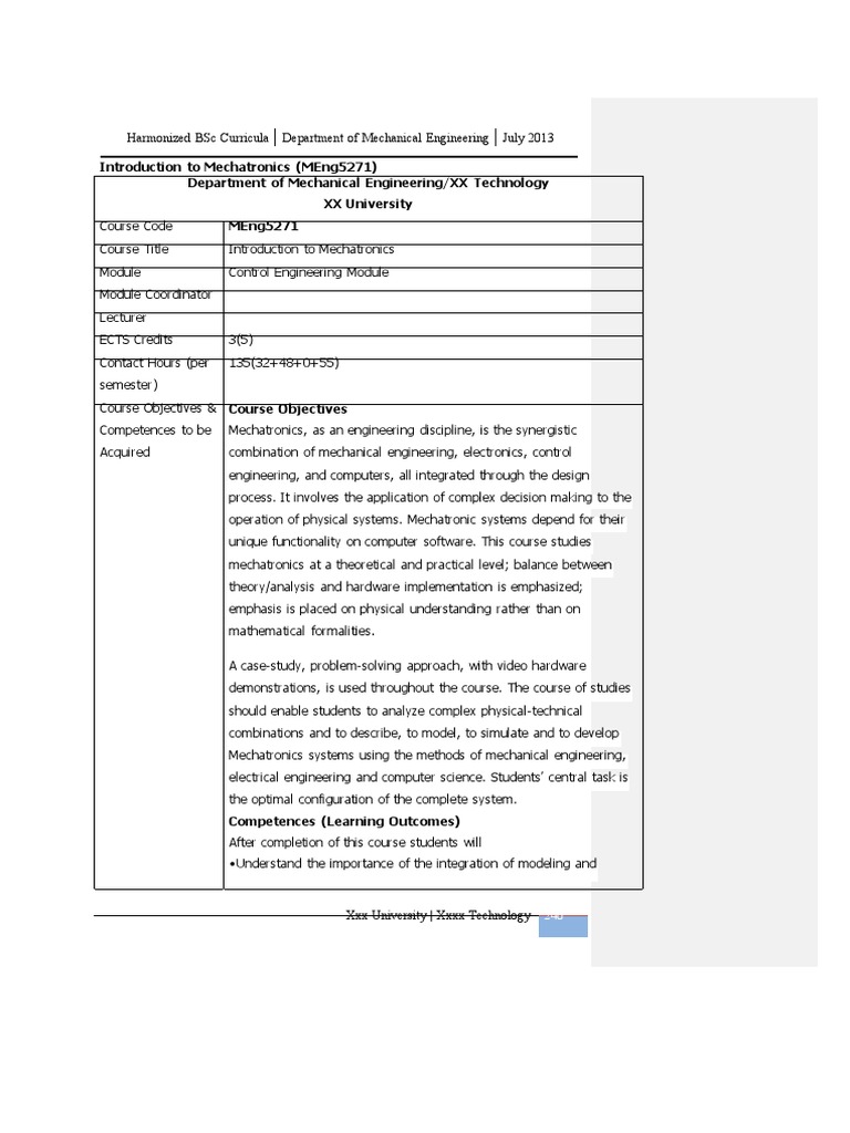 Course Outline | Download Free PDF | Engineering | Mechanical Engineering