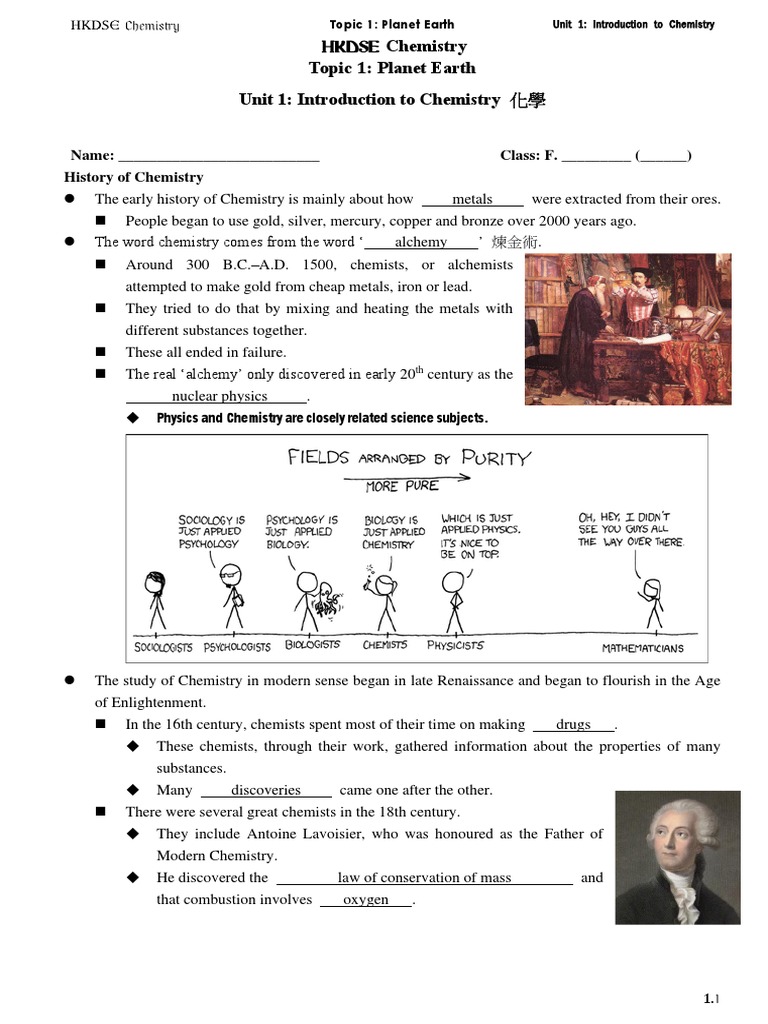1 Introduction To Chemistry (Teacher) | PDF | Chemistry | Hazards