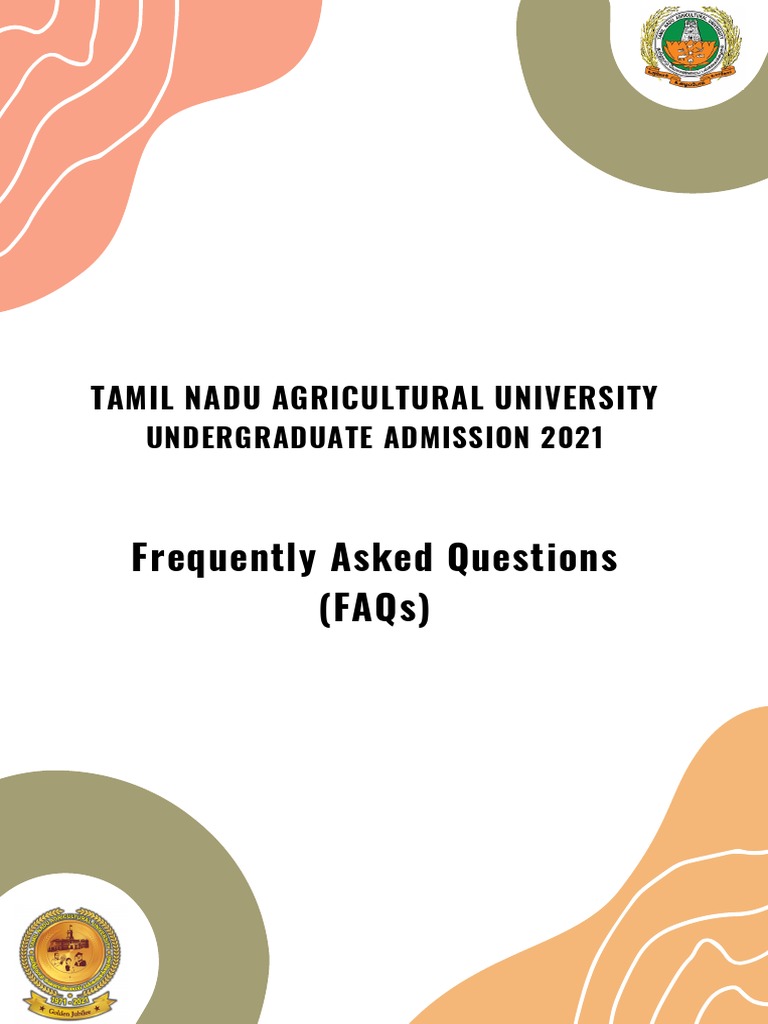 TNAU UG Admission 2021 FAQs | PDF