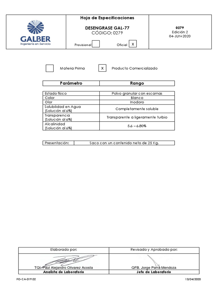 0279 DESENGRASE GAL-77 Ed 2 | PDF