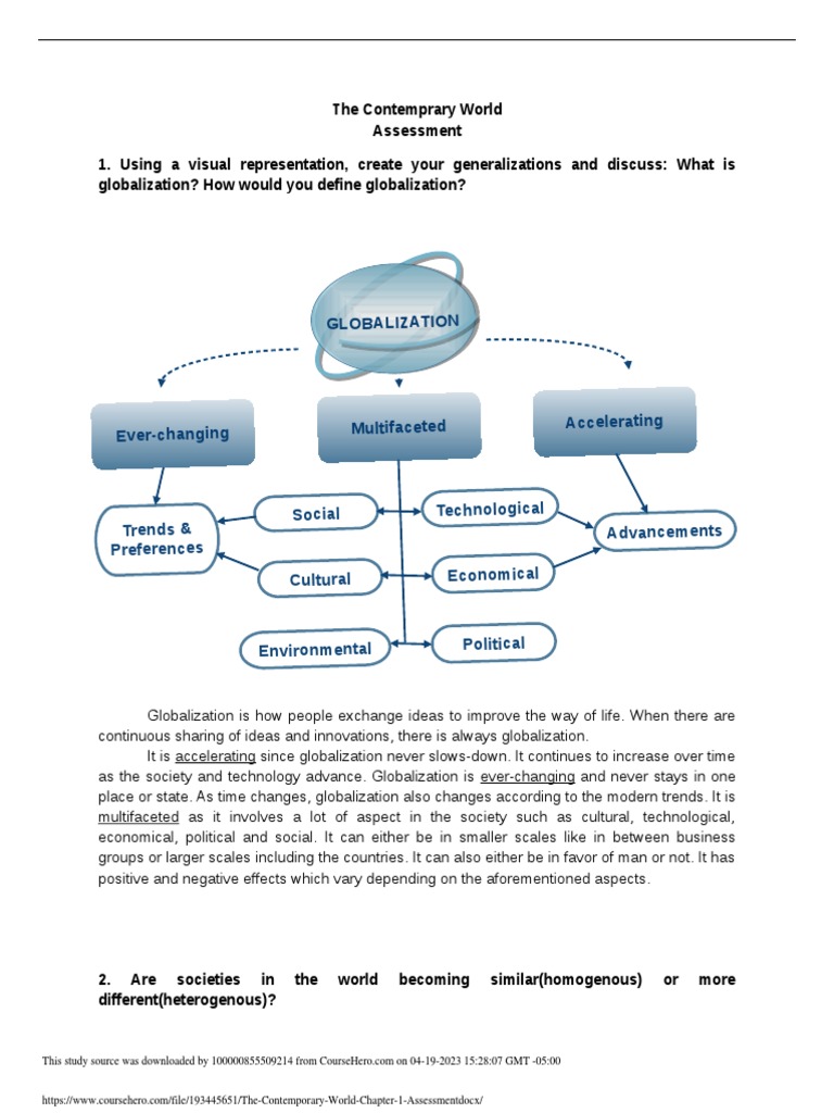 The Contemporary World Chapter 1 Assessment | PDF | Globalization | Society
