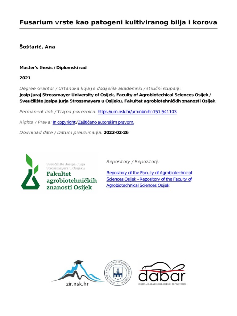 Diplomski Rad Ana Sostaric Zastita Bilja Final Pdf