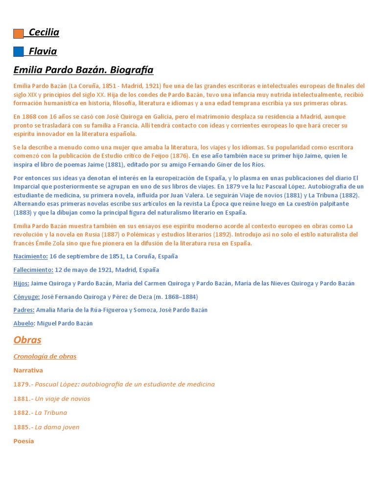 Emilia Pardo Bazán | PDF | Historia | Clásicos