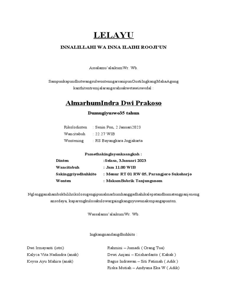 Contoh LELAYU Bahasa Jawa | PDF