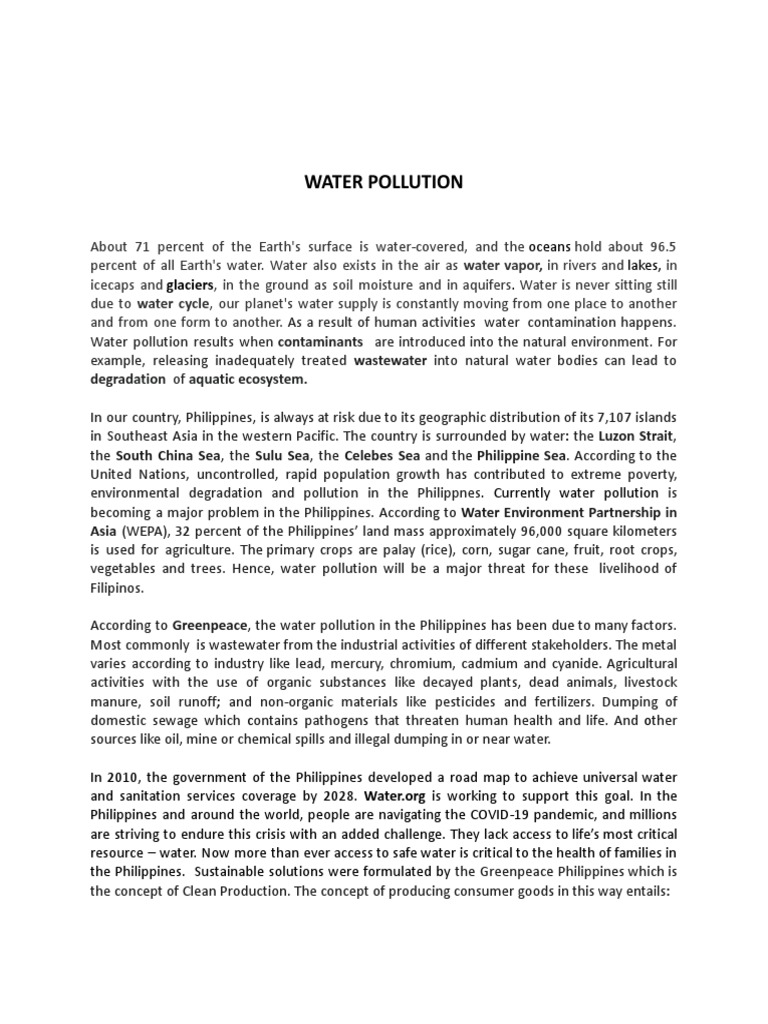 Research Paper - Water Pollution | PDF