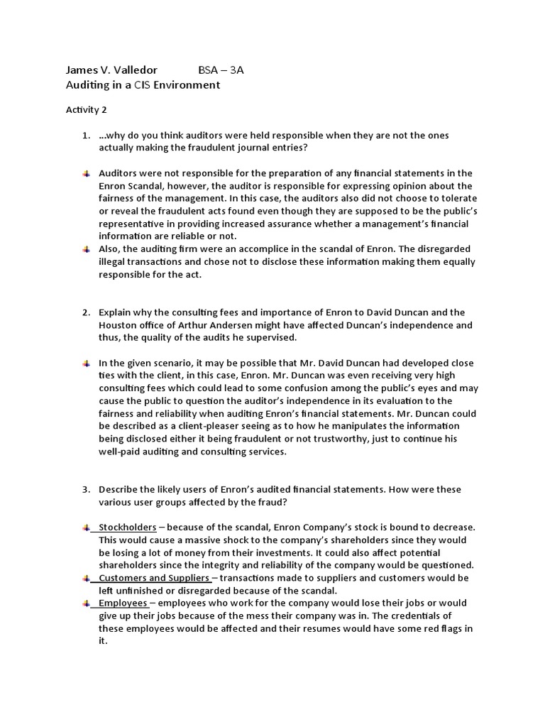 James VALLEDOR BSA-3A Auditing in CIS - Activity 2 | PDF | Financial ...