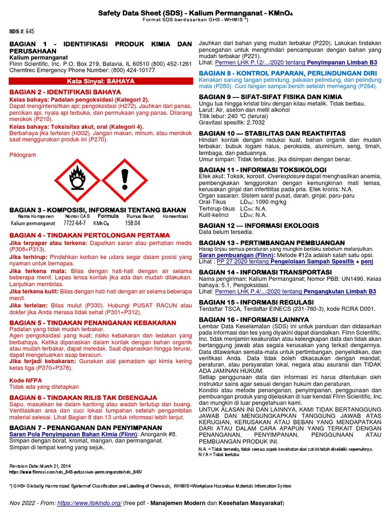 SDS - Kalium Permanganat - KMnO4-1 | PDF