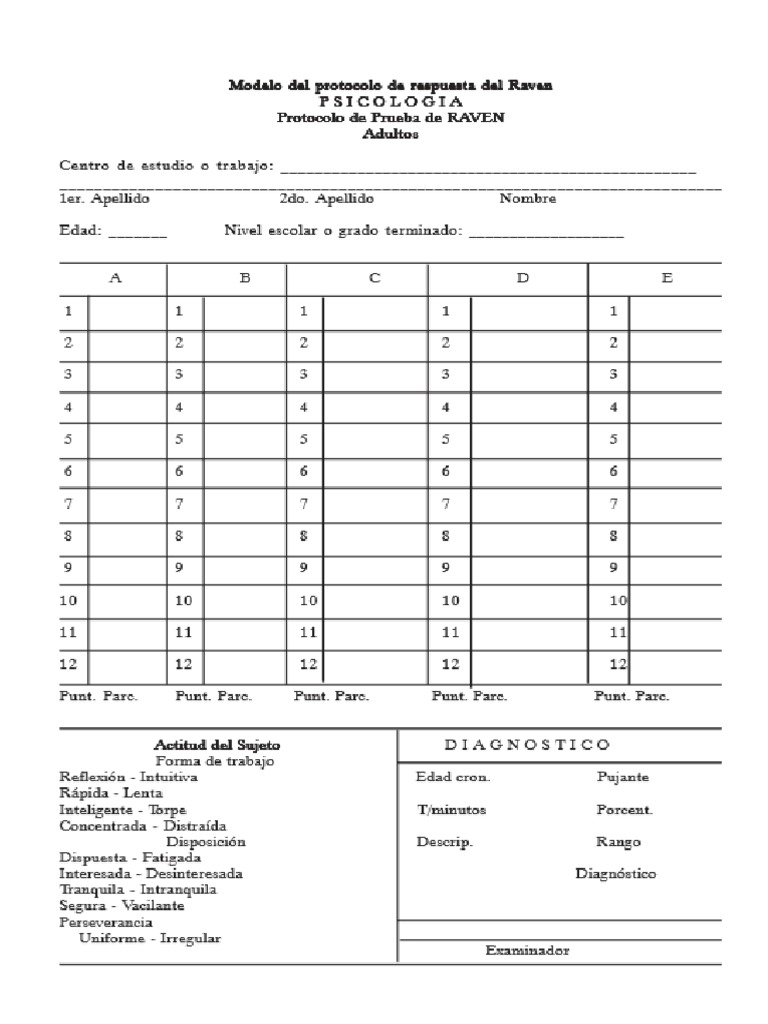 Para Imprimir Test de Raven-Matrices-Progresivas | PDF
