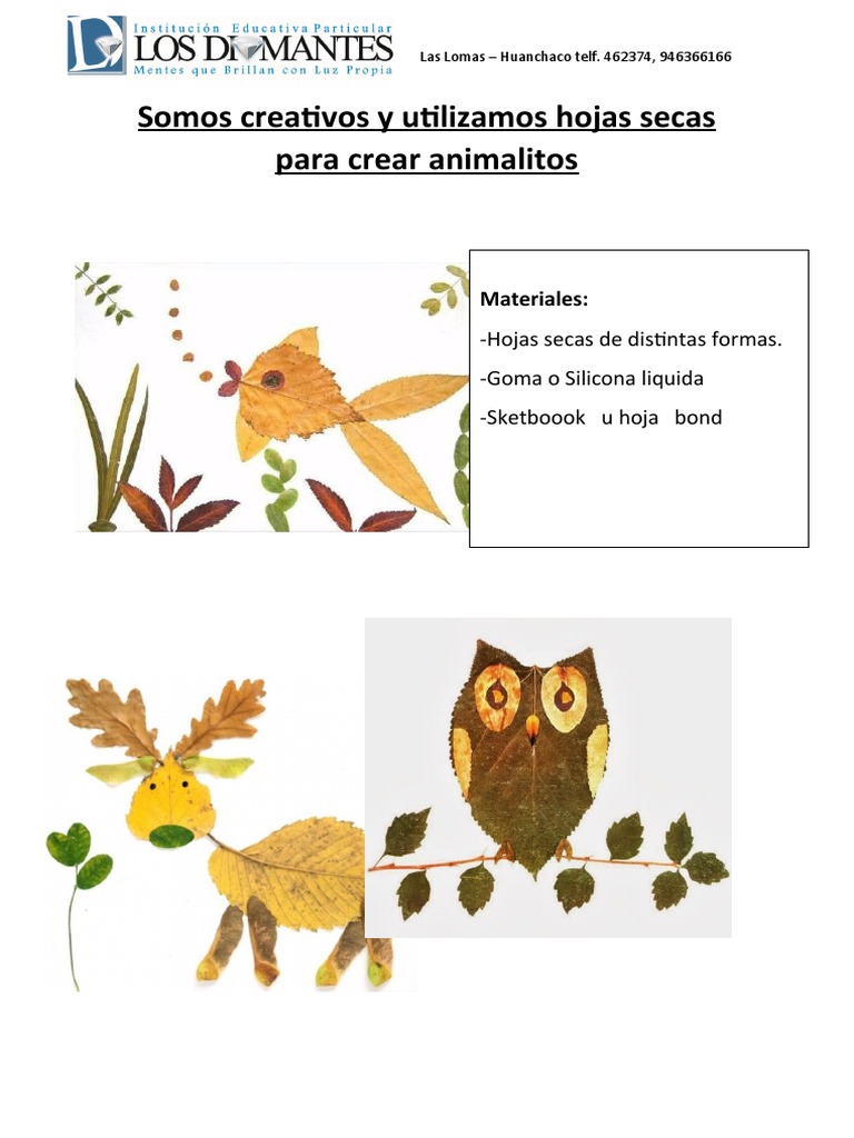 Somos Creativos y Utilizamos Hojas Secas para Crear Animalitos | PDF