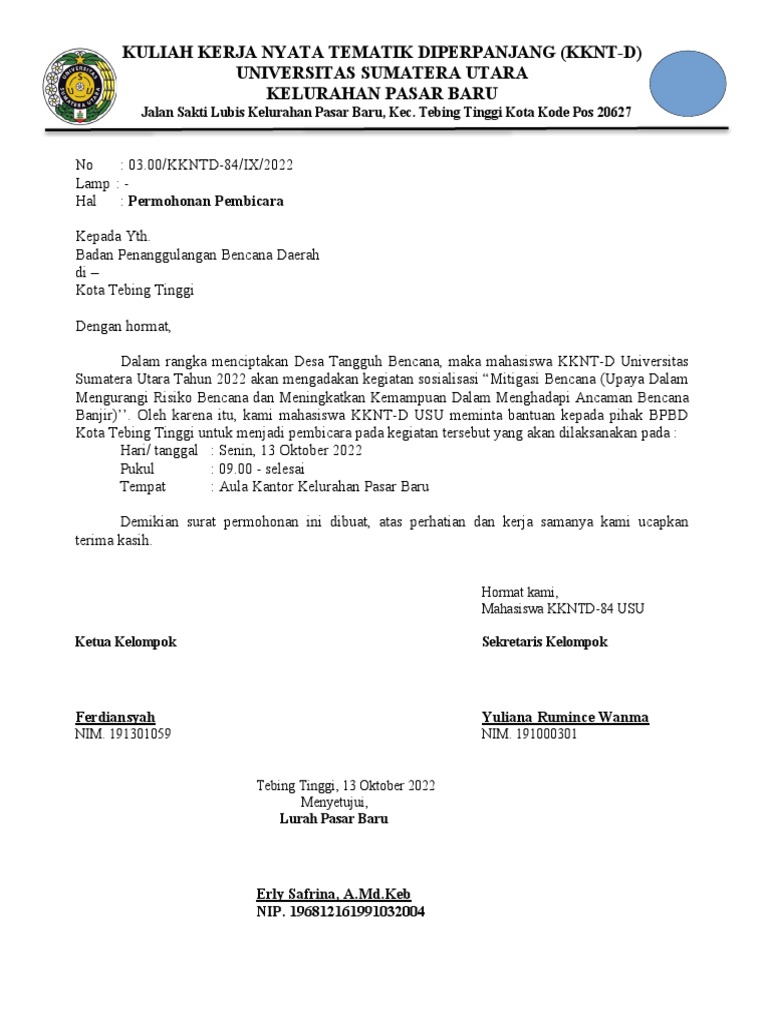 Surat Permohonan BPBD | PDF