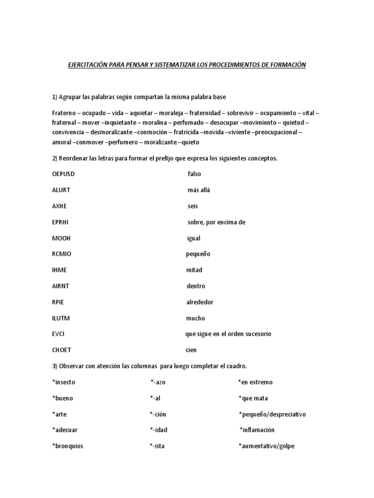 Formación de Palabras Práctica | PDF