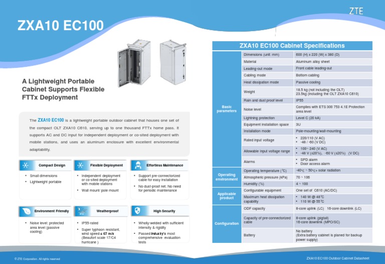 ZXA10 EC100 Outdoor Cabinet Datasheet - 20220505 | PDF | Electrical ...