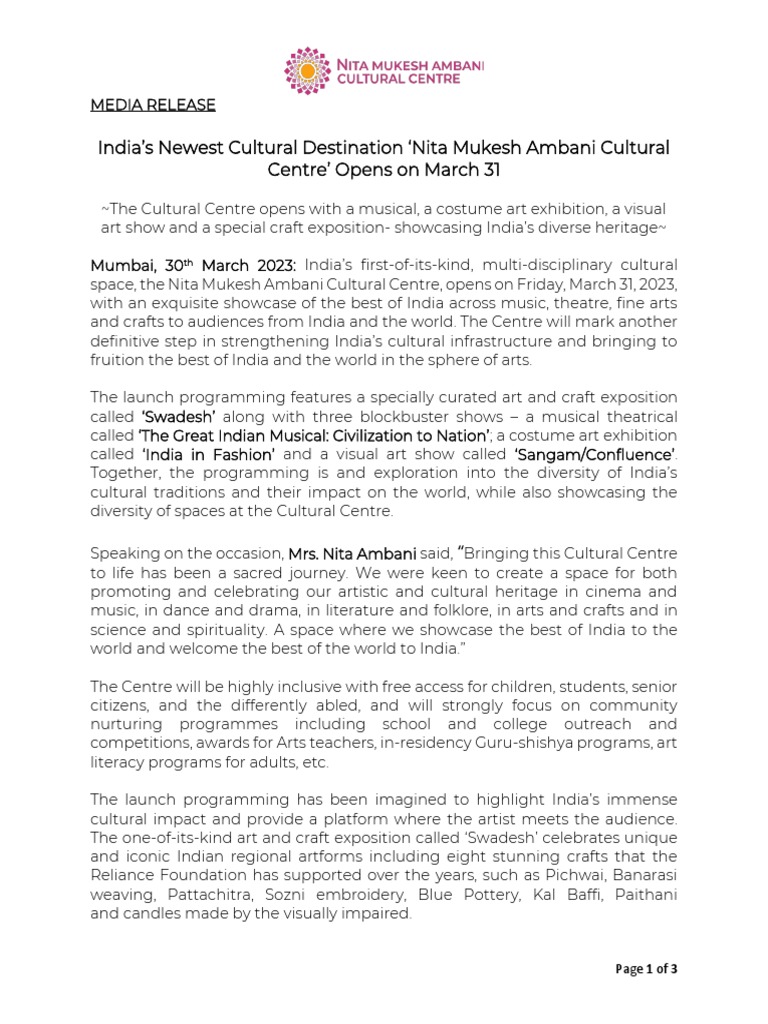 NMACC Launch 31mar2023 | PDF | The Arts