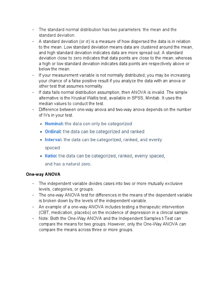 Anova Notes | PDF | Analysis Of Variance | Student's T Test