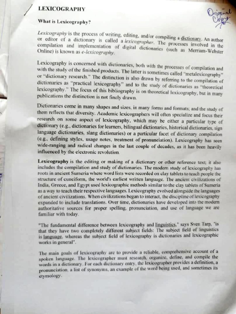 LST 223 - Lexicography 2 | PDF