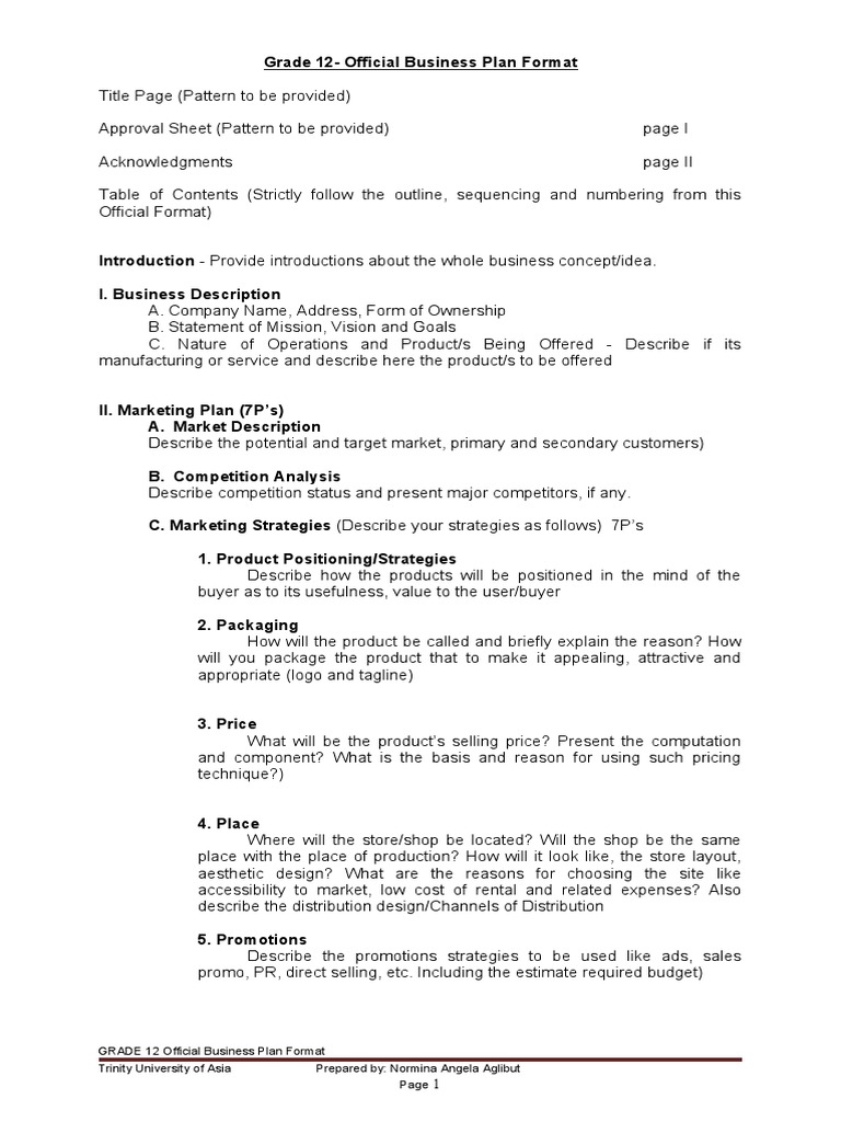 Grade 12 Business Plan Guide | PDF | Retail | Salary