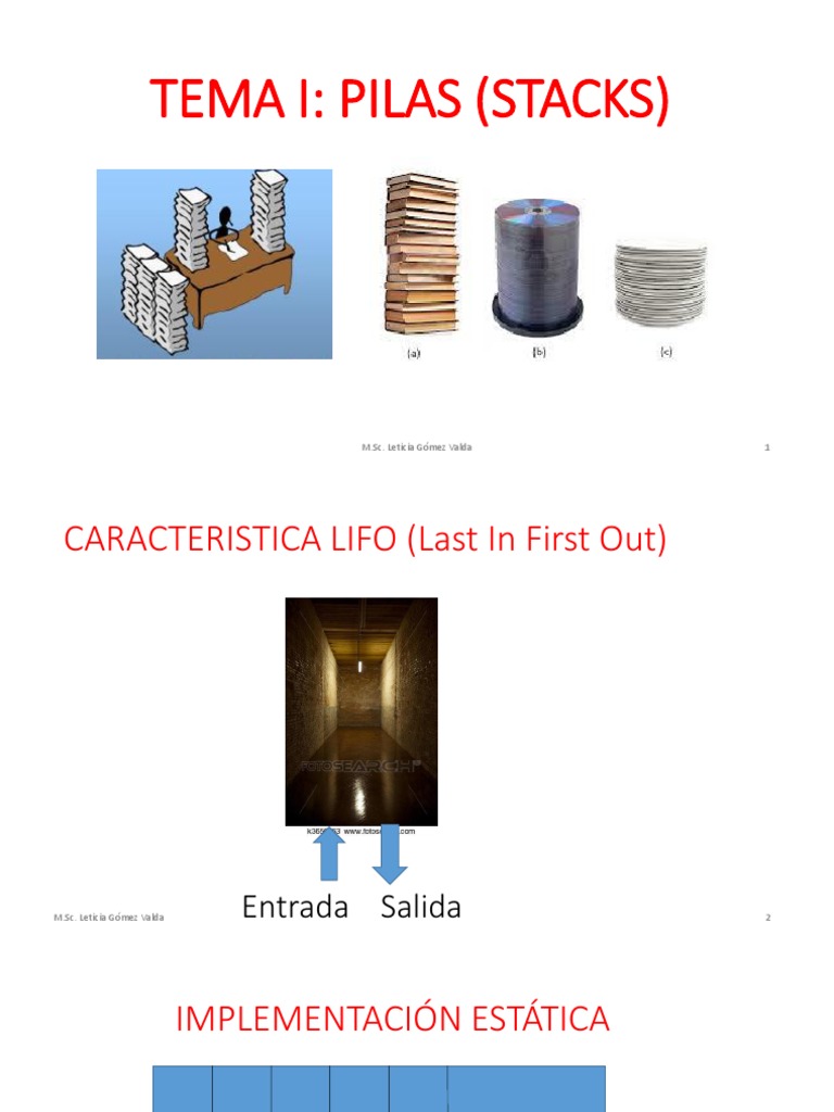 Tema I - Pilas (Stacks) | PDF | Algoritmos y Estructuras de Datos | Matemáticas Aplicadas