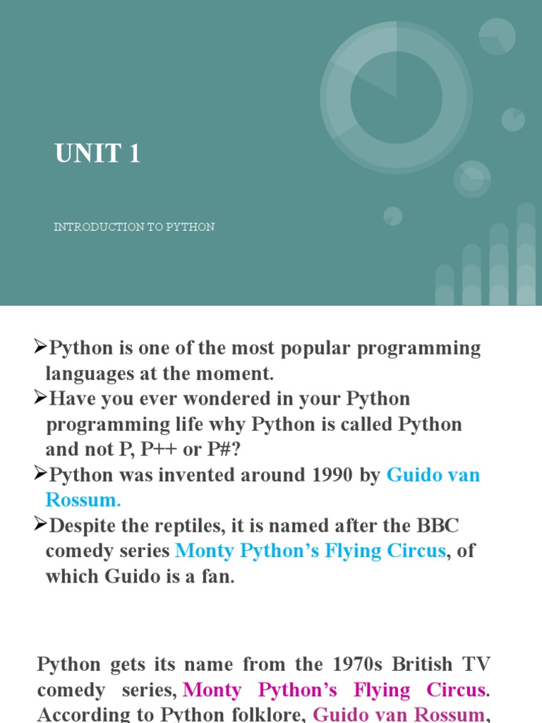 Unit 1: Introduction To Python | PDF | Data Type | Parameter (Computer Programming)