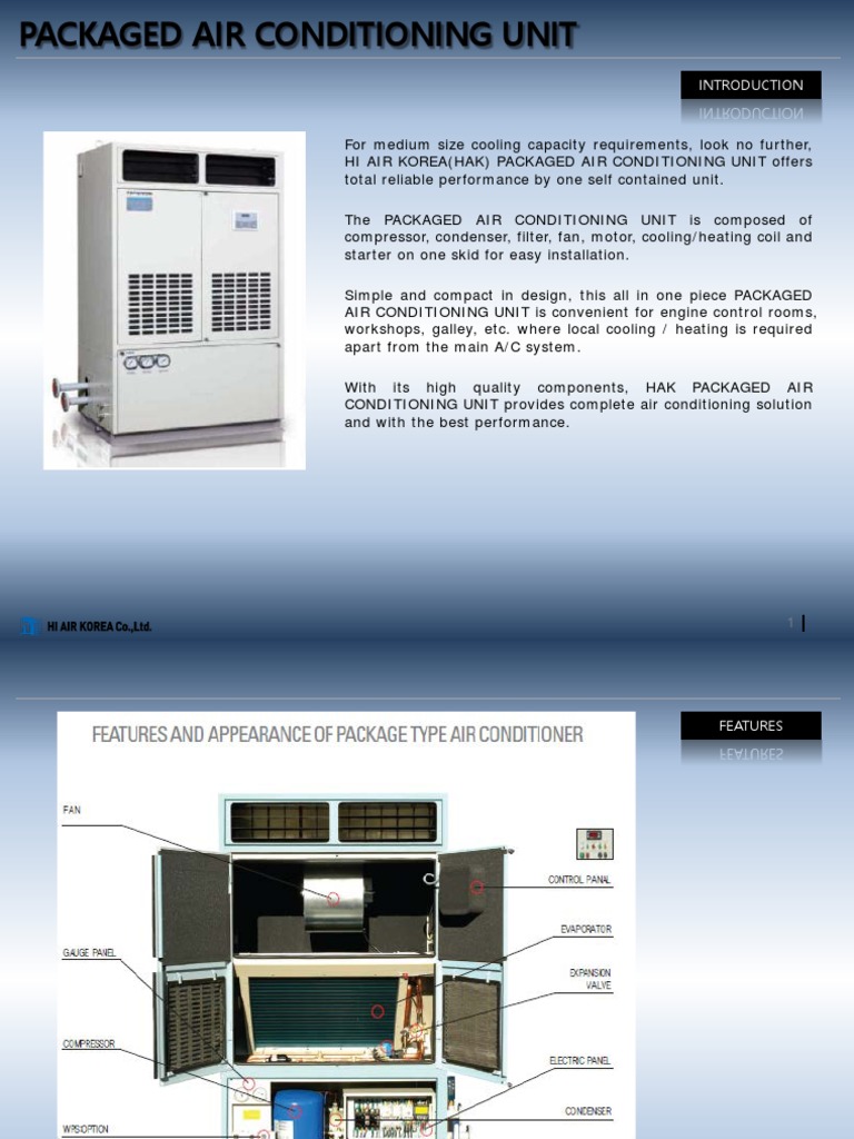 HI Air Korea Packaged AC Unit Overview | PDF | Air Conditioning | Duct ...