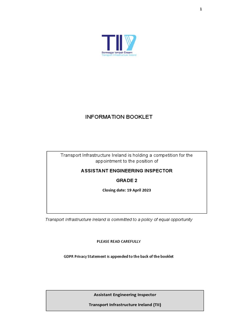 TII Information Booklet Assistant Engineering Inspector | Download Free PDF | Pension | Recruitment