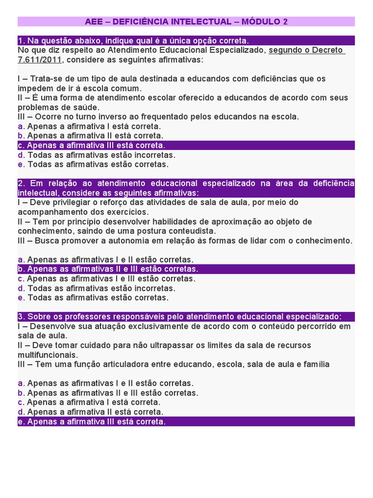 Aee - Deficiência Intelectual - Módulo 2 - Avamec | PDF | Educação ...
