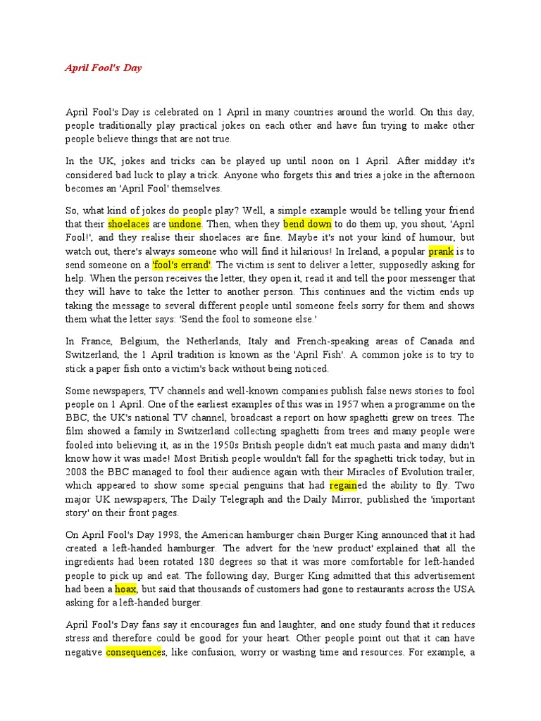 April Fool's Day | PDF