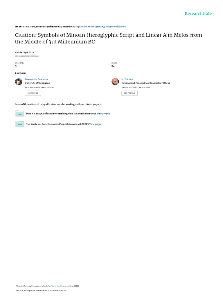 Citation: Symbols of Minoan Hieroglyphic Script and Linear A in Melos ...