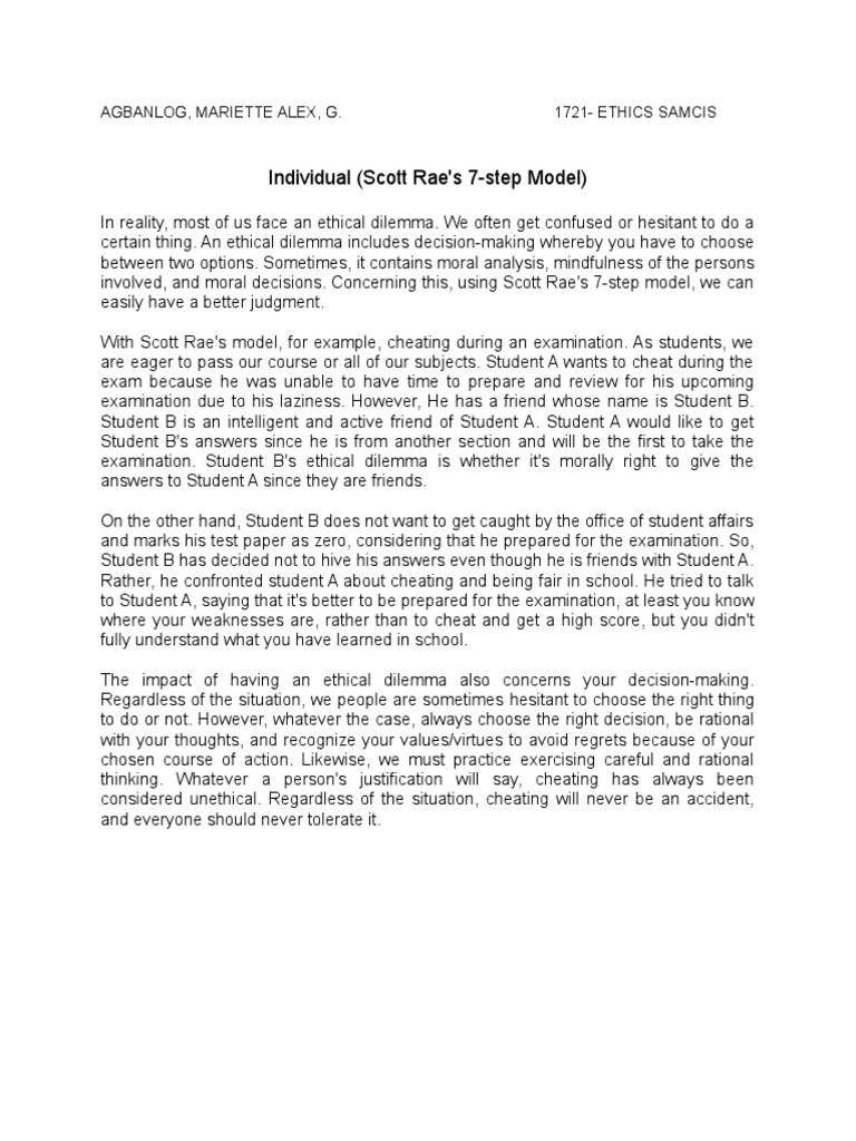 Individual (Scott Rae's 7-Step Model) : Agbanlog, Mariette Alex, G ...