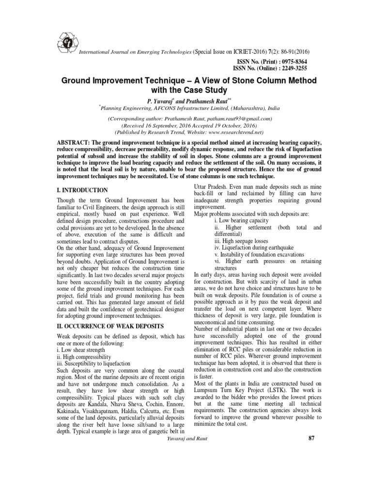Ground Improvement Technique - A View of Stone Column Method With The ...