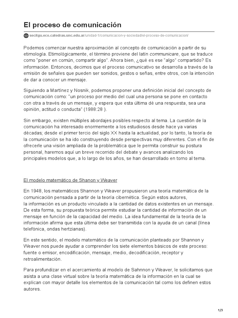 El Proceso de Comunicación: Secitgu - Eco.catedras - Unc.edu - Ar/unidad-1/comunicacion-Y ...