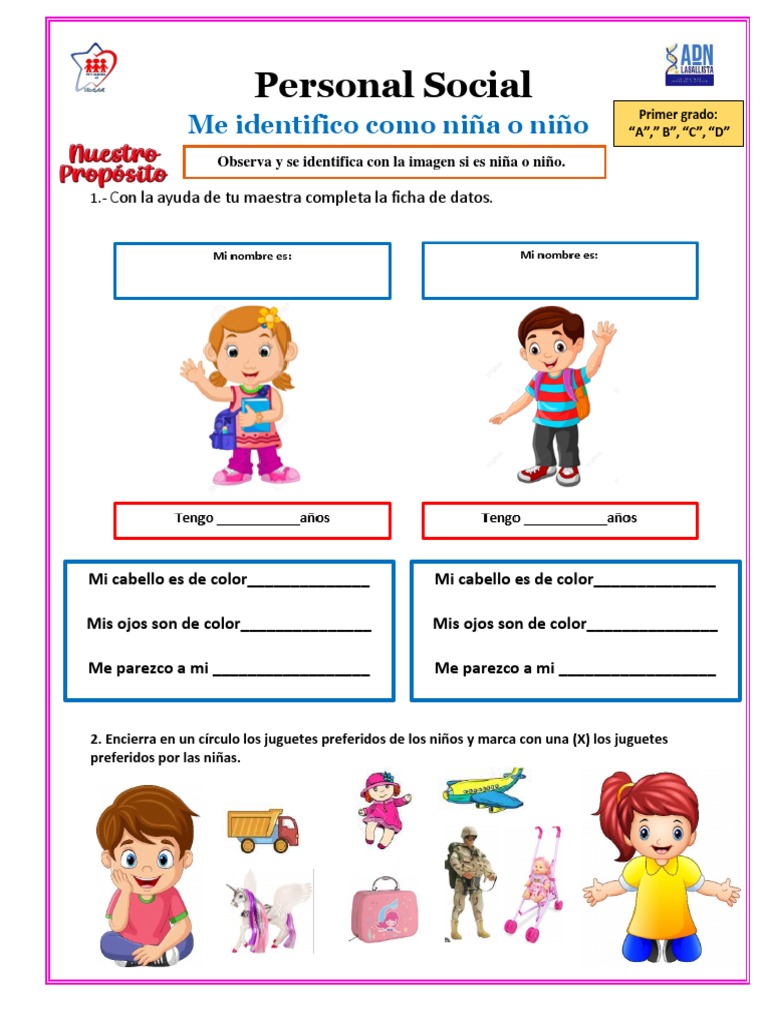 Personal Social: Me Identifico Como Niña o Niño | PDF
