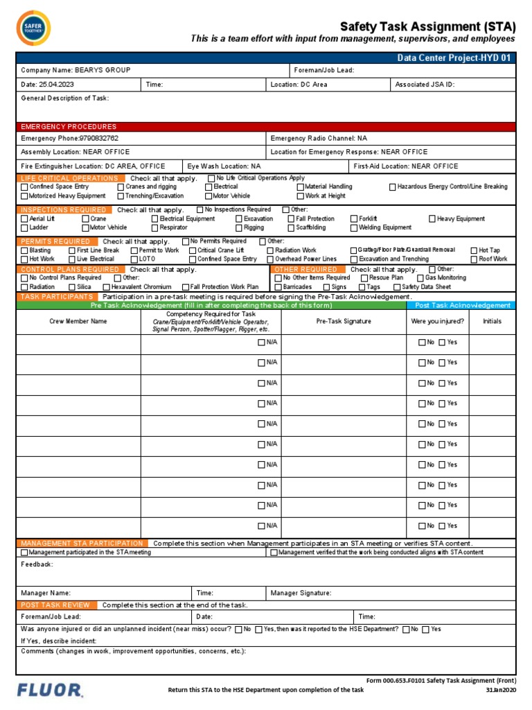 Safety Task Assessment | PDF | Personal Protective Equipment ...