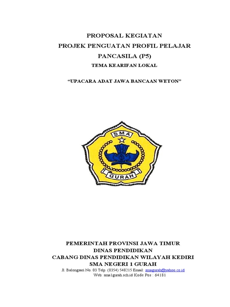 Proposal Kegiatan Projek Penguatan Profil Pelajar Pancasila (P5) | PDF