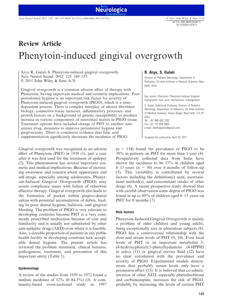 Phenytoin-Induced Gingival Overgrowth: Review Article | PDF