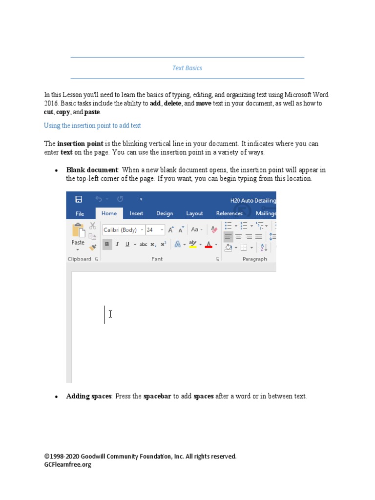 Lesson 4 - Text Basics | PDF | Computer Keyboard | Point And Click