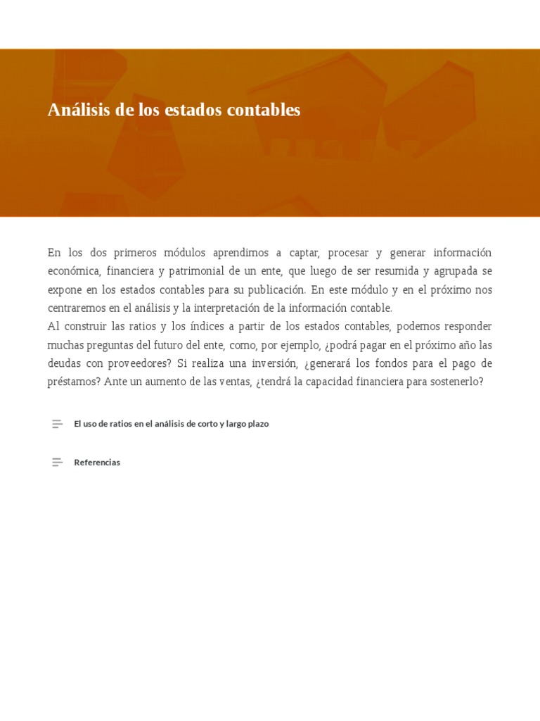 Análisis de Los Estados Contables: El Uso de Ratios en El Análisis de Corto y Largo Plazo | PDF ...