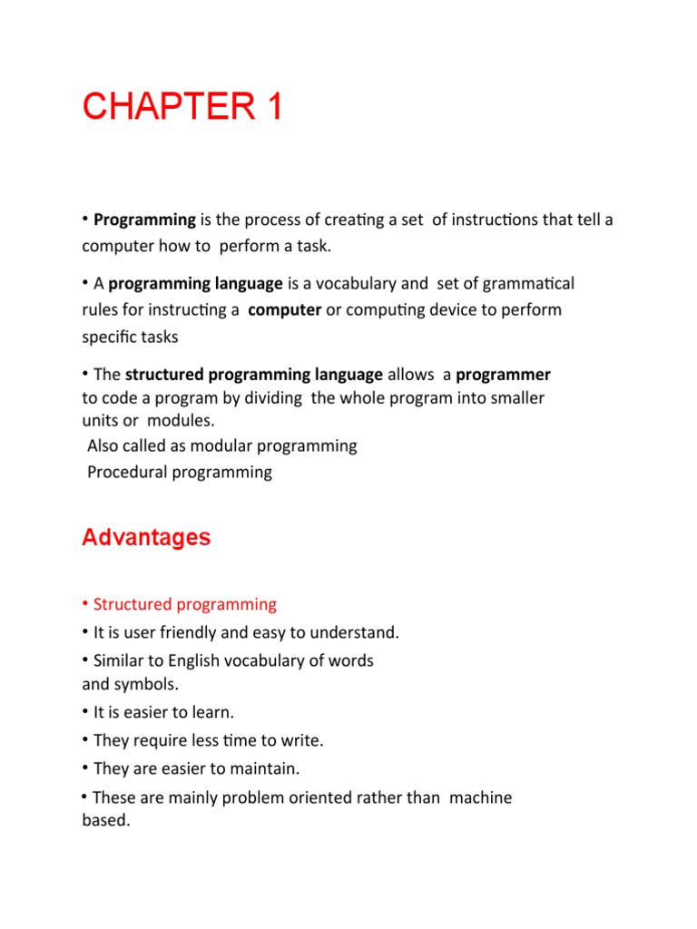 Advantages: - Structured Programming | PDF | Java (Programming Language) | Computer Programming