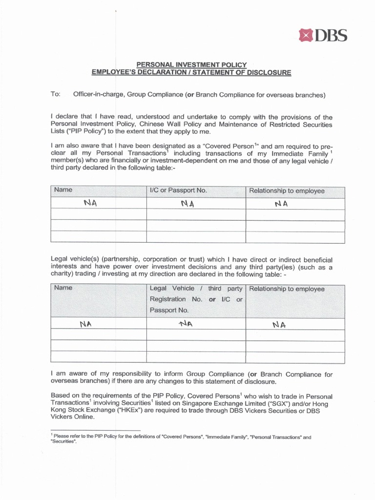 PIP Declaration Form | PDF