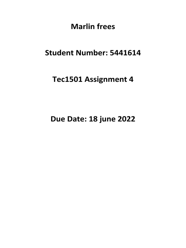 Tec 1501 Assessment 4 | PDF