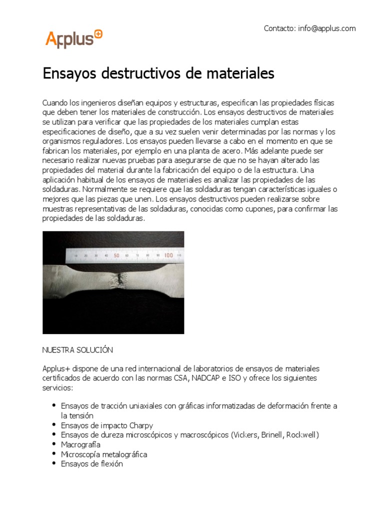 Ensayos Destructivos de Materiales - Es | PDF | Laboratorios | Soldadura