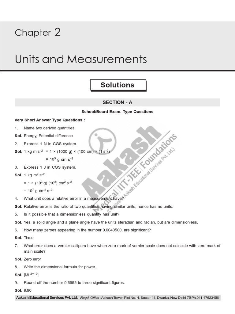 2 Units and Measurements: Solutions | PDF | Significant Figures ...
