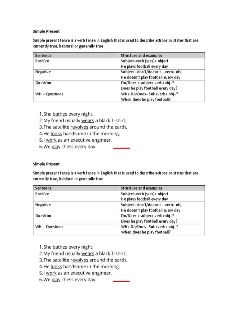 Present Simple | PDF | Subject (Grammar) | Verb
