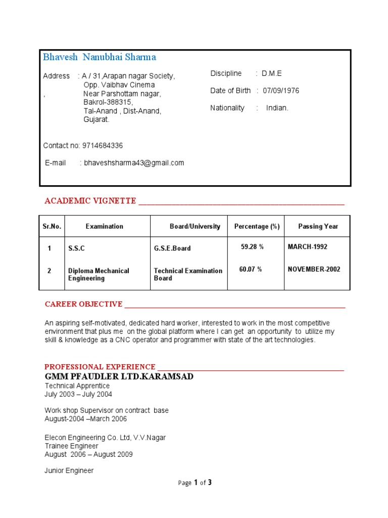 Bhavesh Resume | PDF | Gear | Engineering