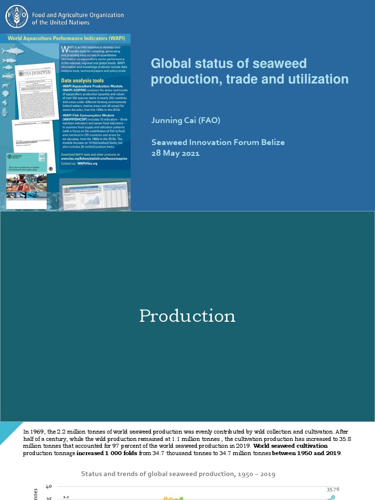 Global Status of Seaweed Production Trade and Utilization Junning Cai ...