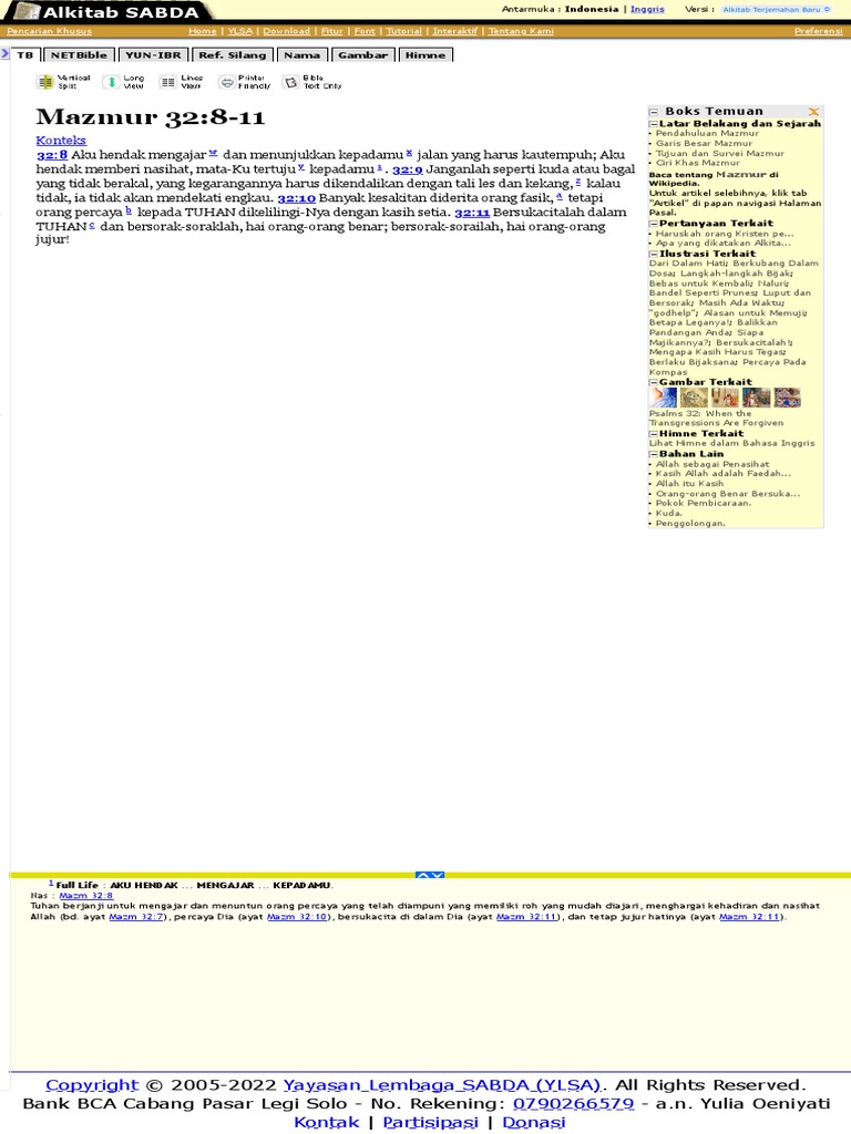 MZM 328-11 (TB) - Tampilan Daftar Ayat - Alkitab SABDA | PDF