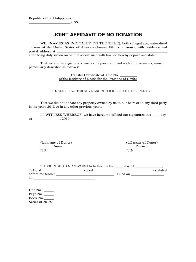 Affidavit of No Donation | PDF